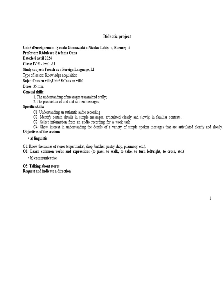 Didactic project: Everyone in the city | PDF | Learning | Human ...