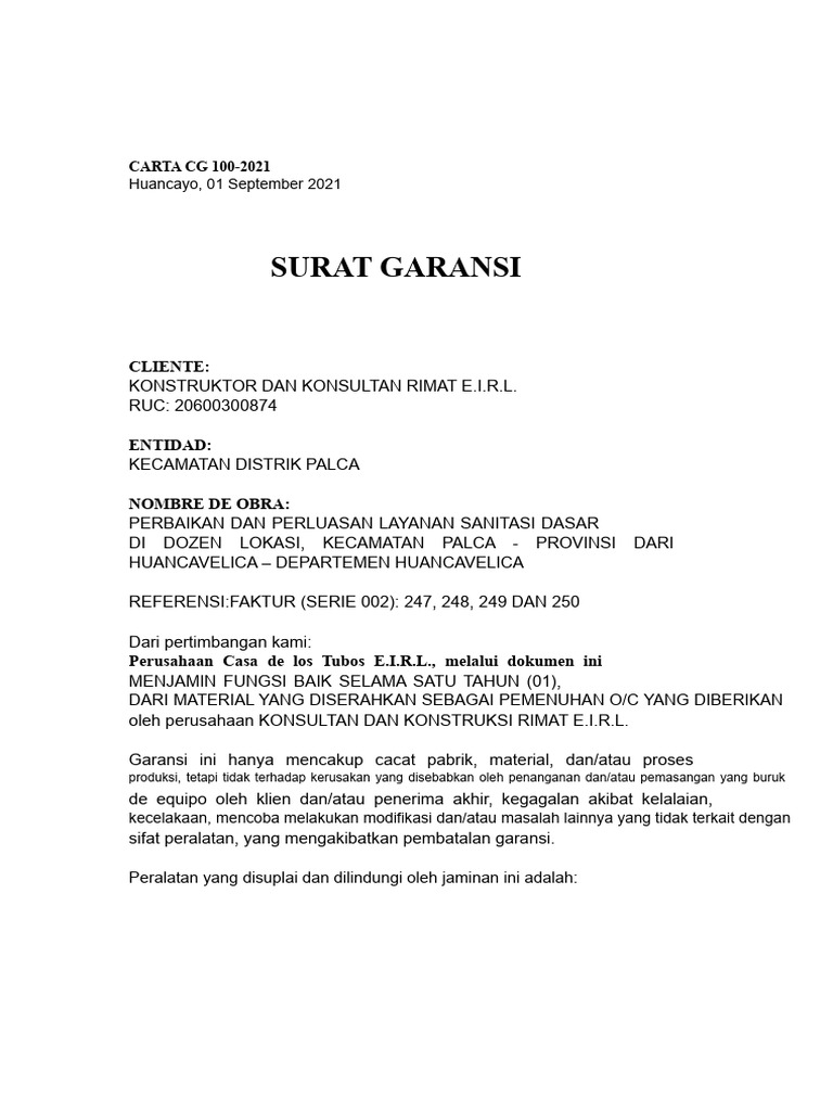 Surat Garansi | PDF