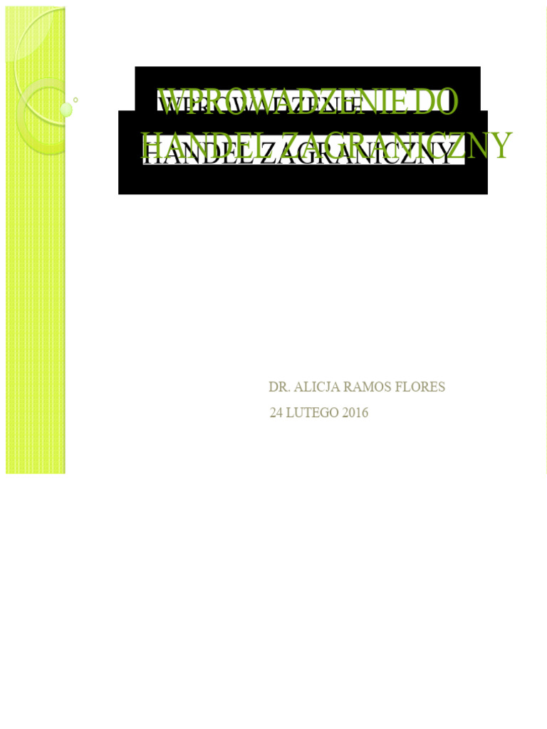 Wprowadzenie Do Handlu Zagranicznego | PDF