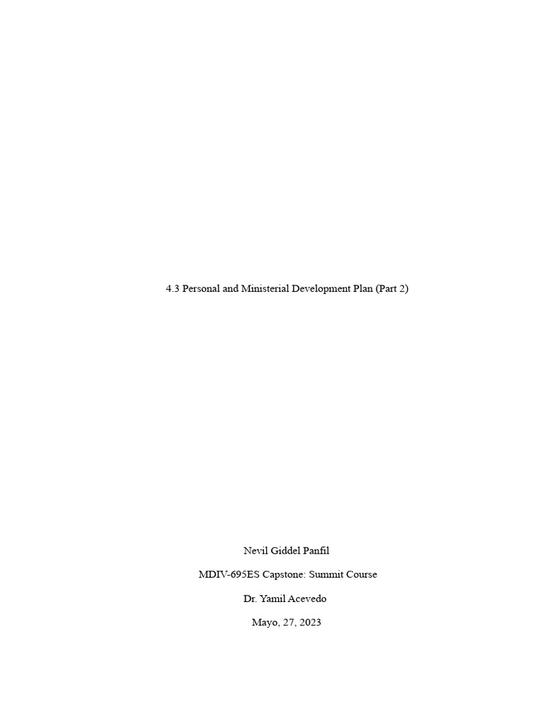 4.3 Personal and Ministerial Development Plan (Part 2) | PDF | Hispanic ...
