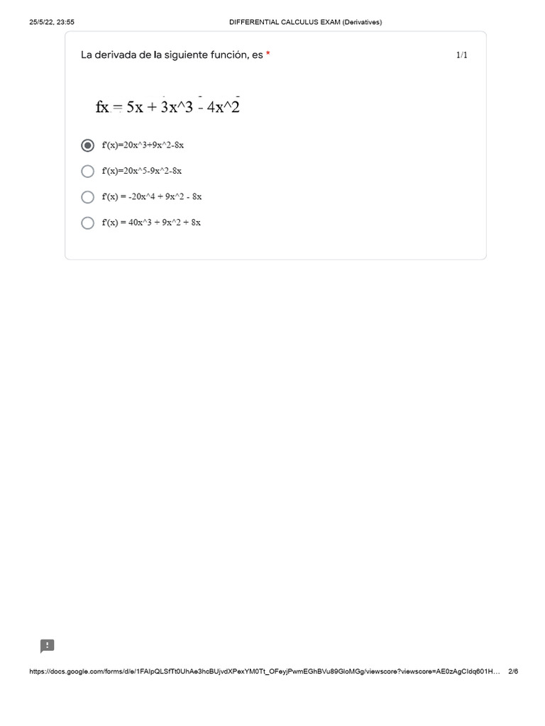 Differential Calculus Exam (Derivatives) | PDF | Derivative ...