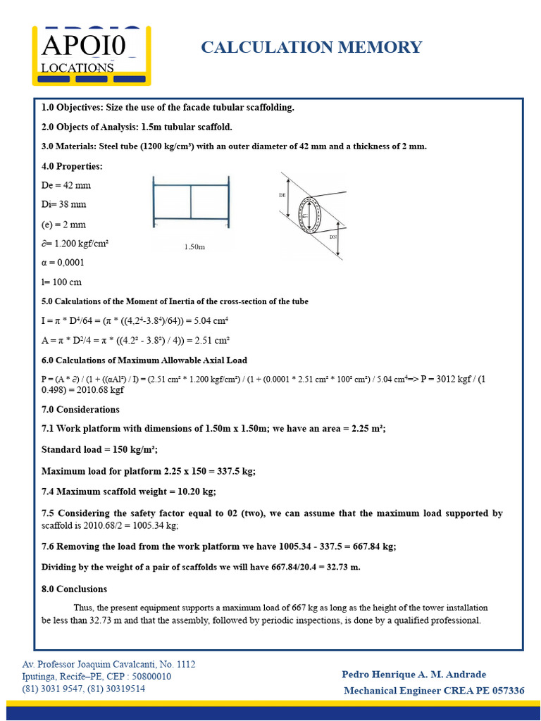Tubular Scaffolding Load Calculation Guide | PDF