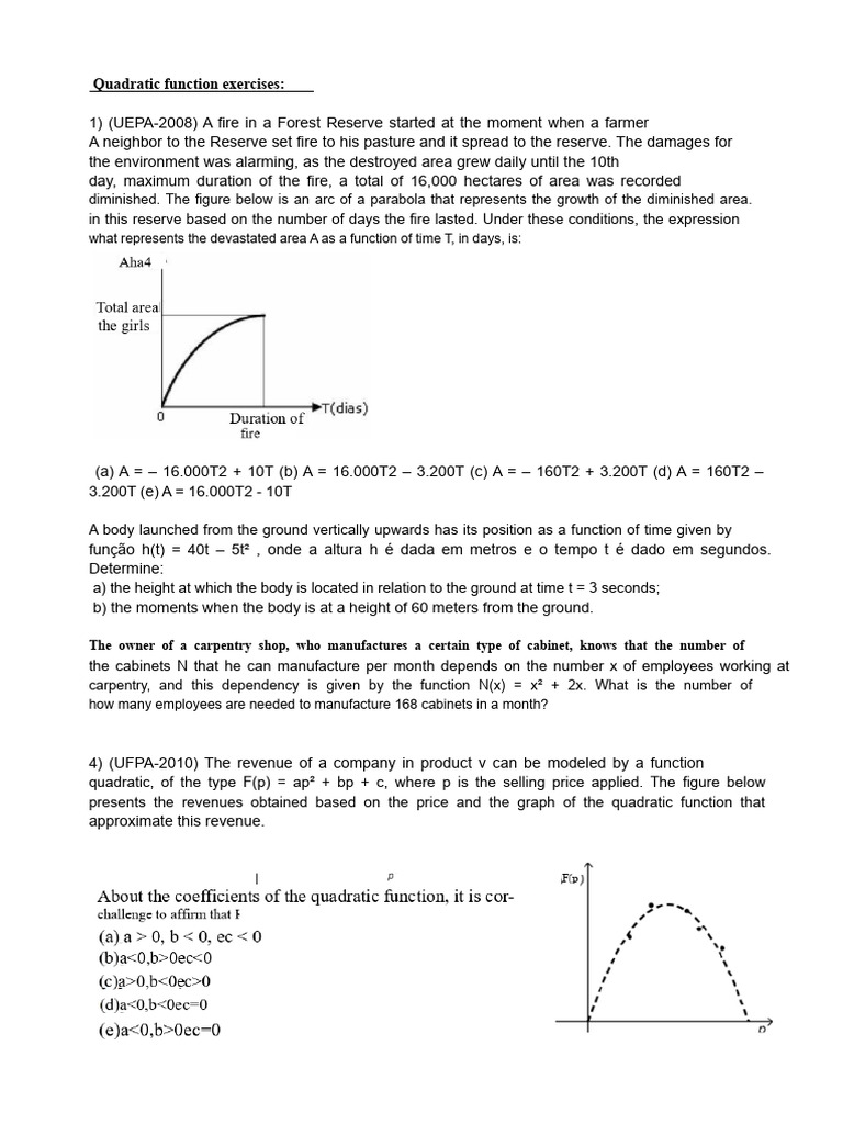 Quadratic function problems. | PDF | Function (Mathematics) | Area