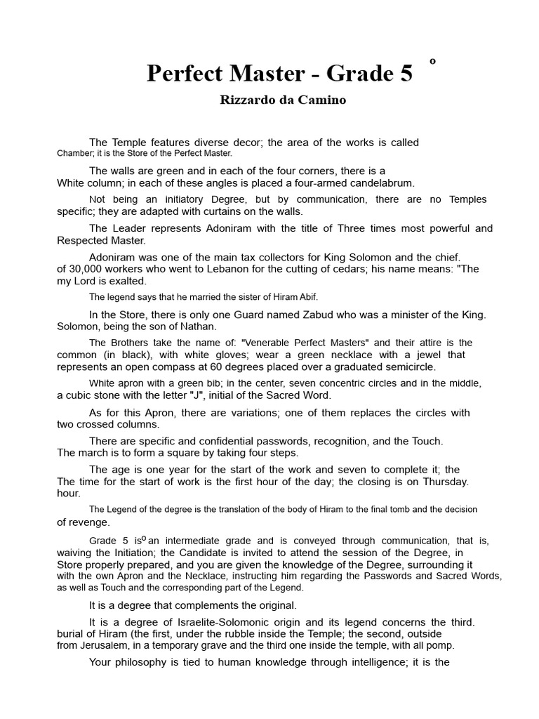Rizzardo Da Camino - Perfect Master | PDF | Funeral | Pyramid