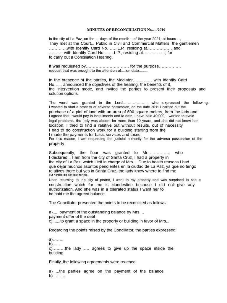 MODEL OF CONCILIATION MINUTES | PDF
