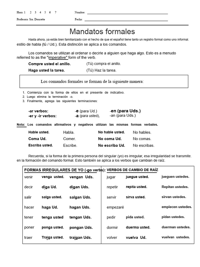 Mandatos Formales en Español: Guía Completa | PDF | Verbo | Idiomas