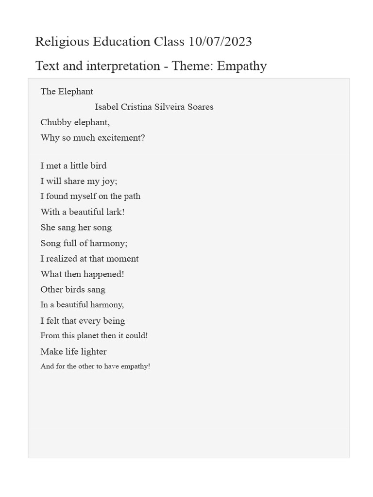 Empathy in Religious Education Lesson | PDF