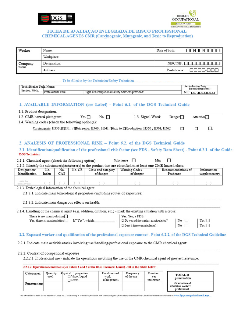 2017_11_17_Evaluation Form_CMR | PDF | Toxicity | Occupational Safety ...