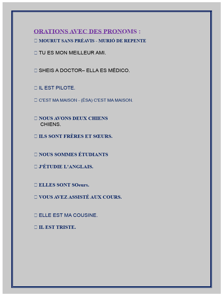Exemples de phrases avec pronoms | PDF