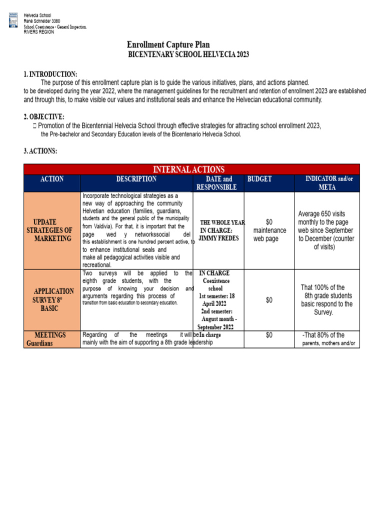SCHOOL RECRUITMENT PLAN 2023 | PDF