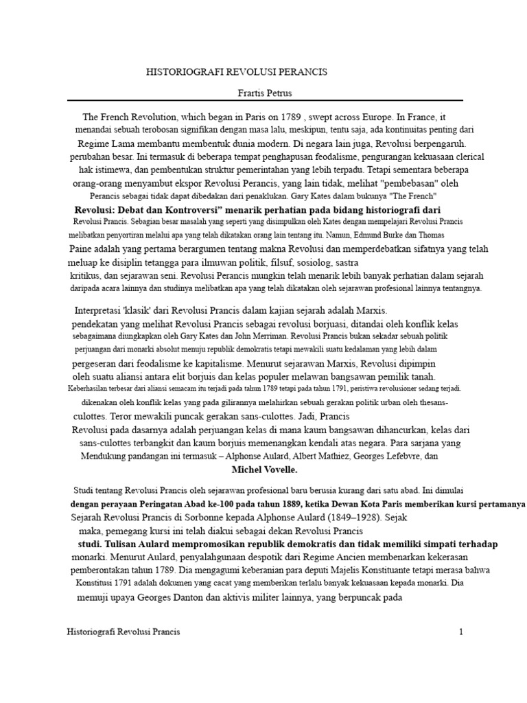 Historiografi Revolusi Prancis | PDF