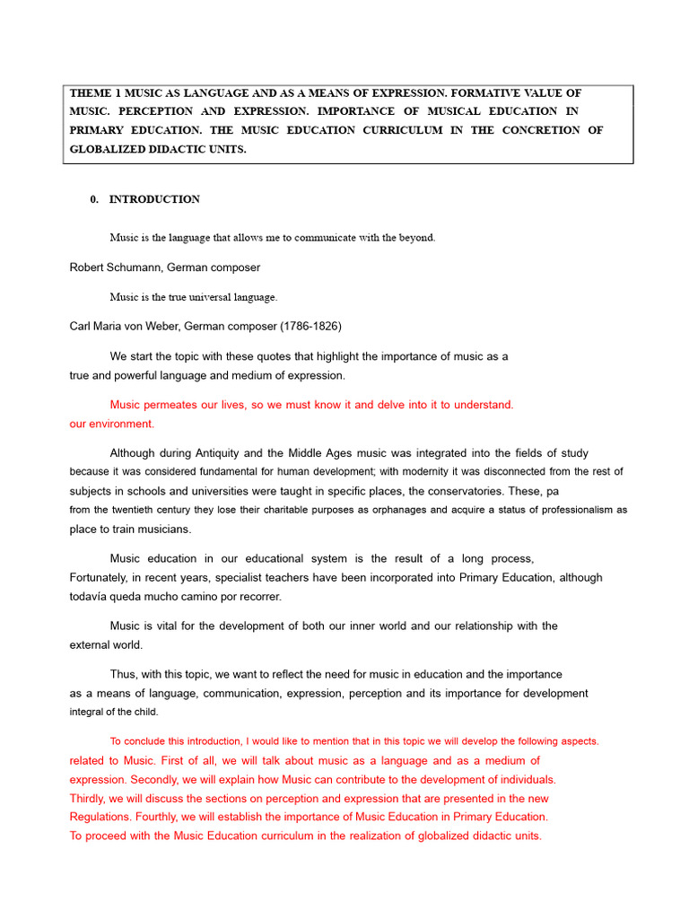 Theme 1 Music as Language and as a Means of Expression | PDF ...