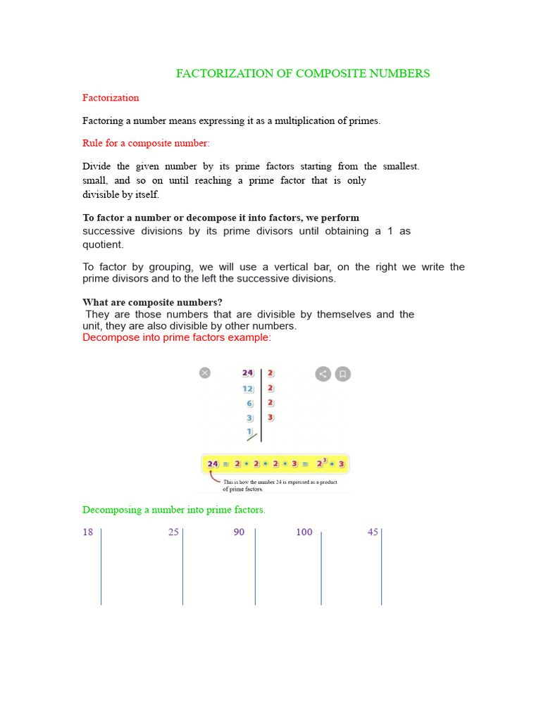 FACTORIZATION OF COMPOSITE NUMBERS | PDF