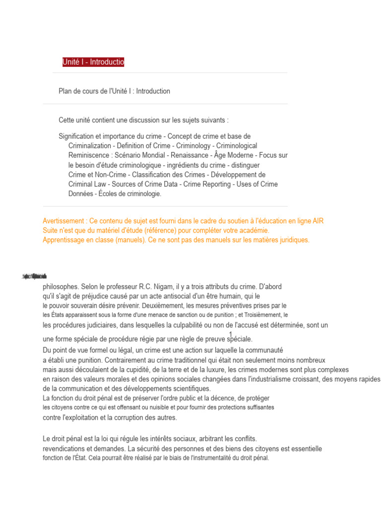 Introduction au Crime et Droit Pénal | PDF | Crimes | Crime et violence
