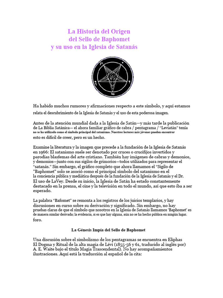 La historia del origen del sigilo de Baphomet | PDF | satanismo | Satán