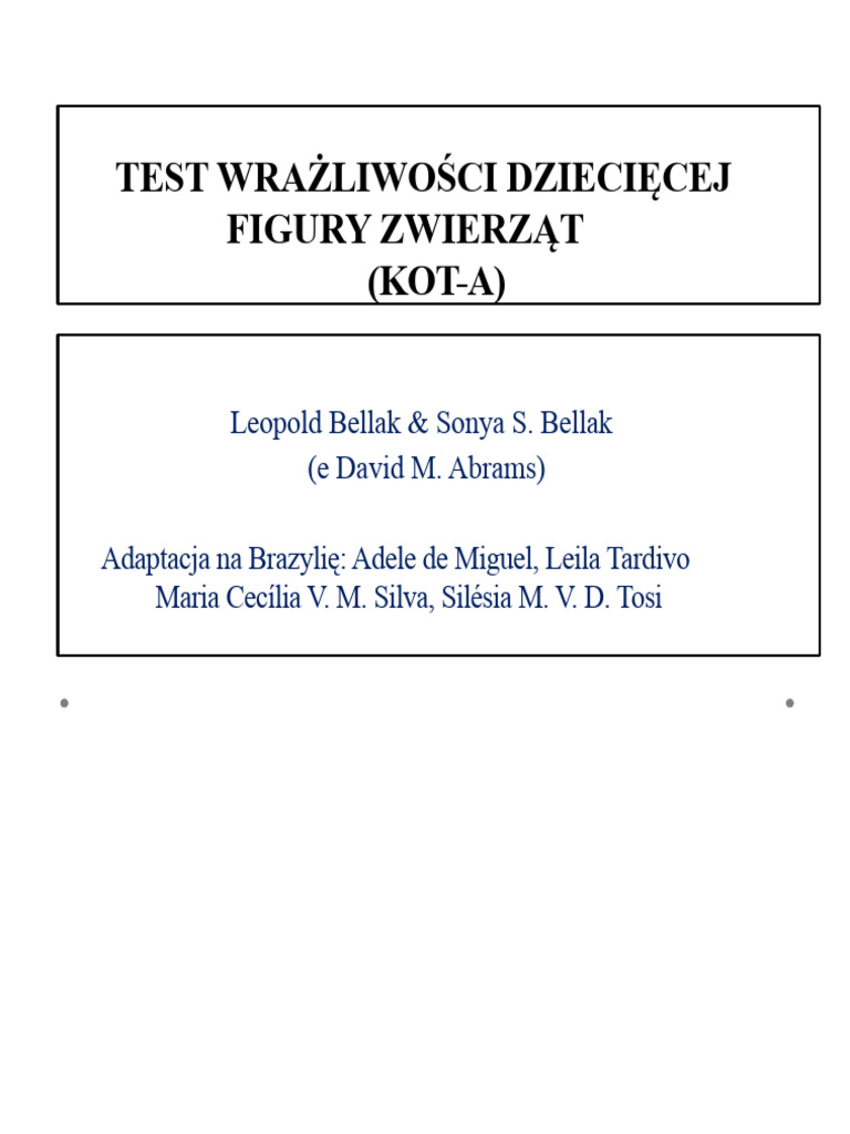 Test Psychologiczny Percepcji Dzieci - Figury Zwierząt | PDF