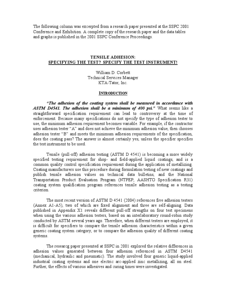 ASTM D4541 Adhesion Test Insights | PDF | Adhesive | Epoxy