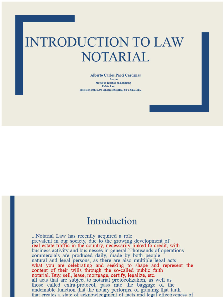 INTRODUCTION TO NOTARIAL LAW | PDF | Notary Public | Decree