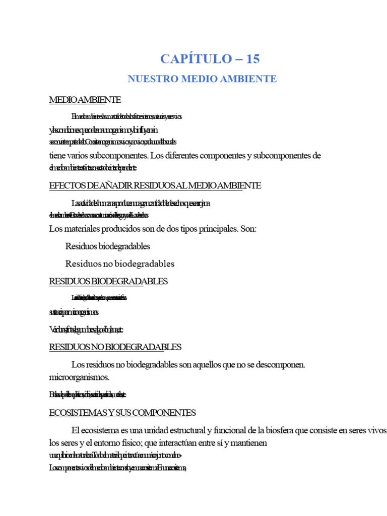 capítulo 15 nuestro ambiente clase 10 biología | PDF | Residuos ...