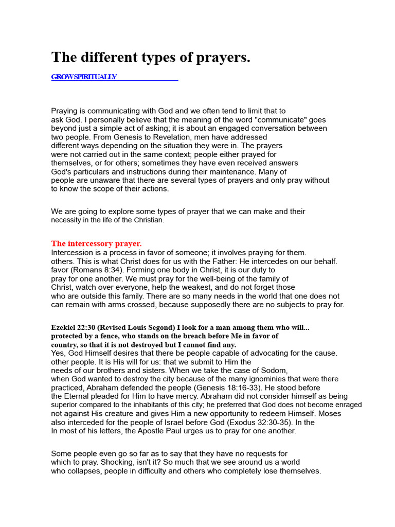 Types of Prayer Explained for Christians | PDF | Prayer | Intercession
