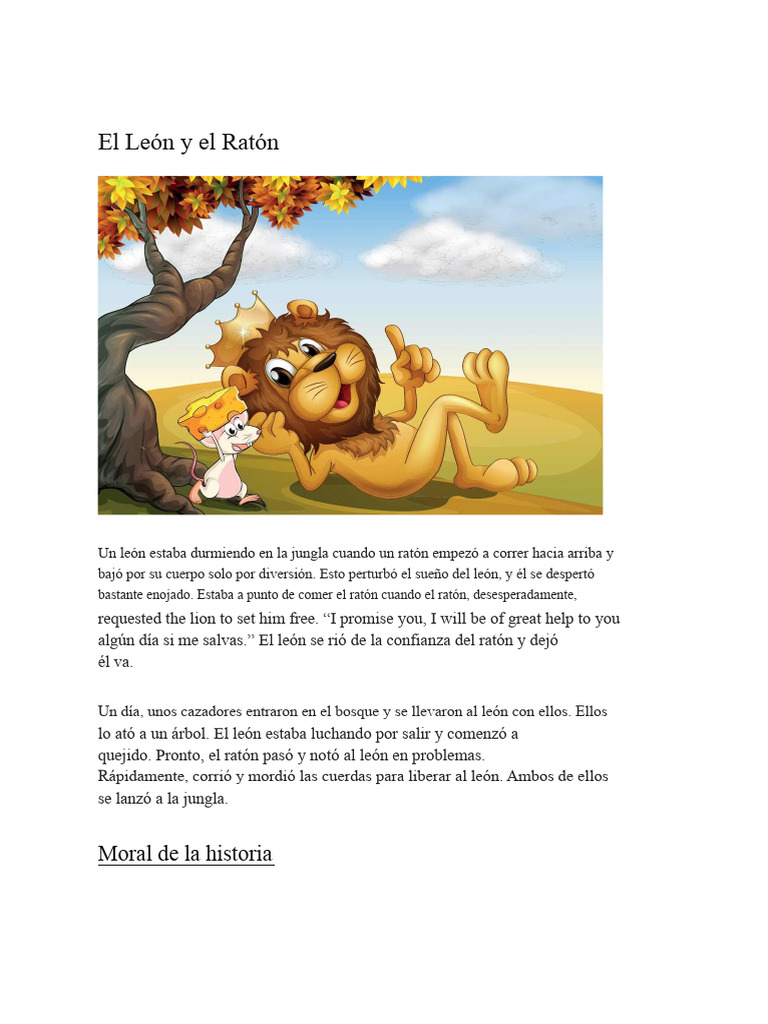 El León y el Ratón: Bondad y Amistad | PDF