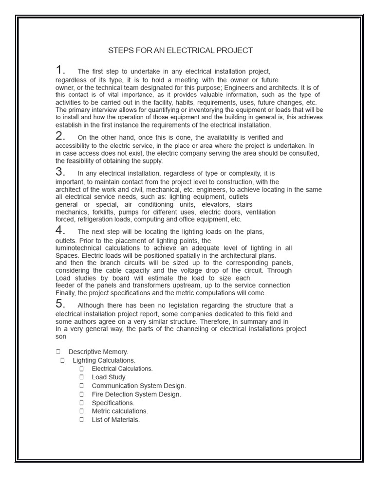 Steps for an Electrical Project | PDF | Electrical Wiring ...