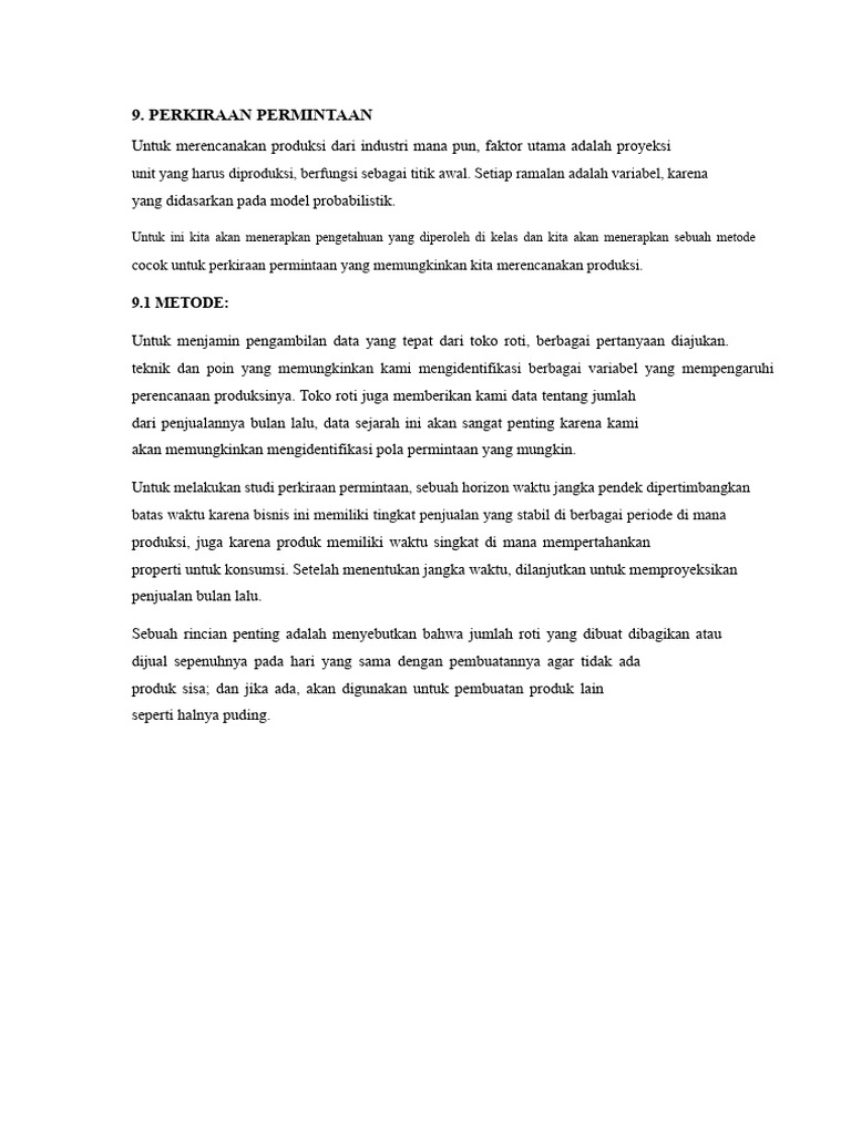 Metode Rata-Rata Bergerak untuk Perkiraan Permintaan Roti | PDF