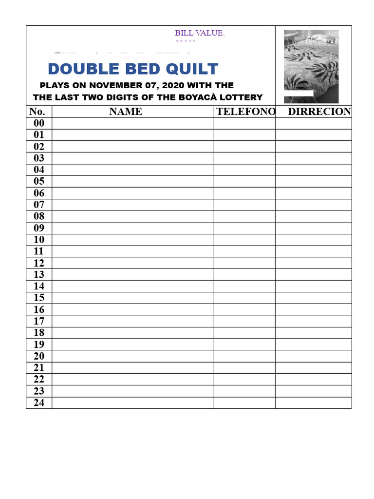 Double Bed Quilt Raffle | PDF