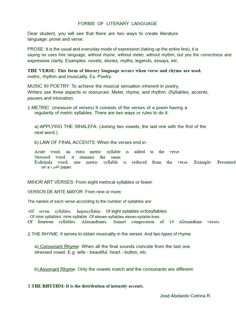 Forms of Literary Language | PDF