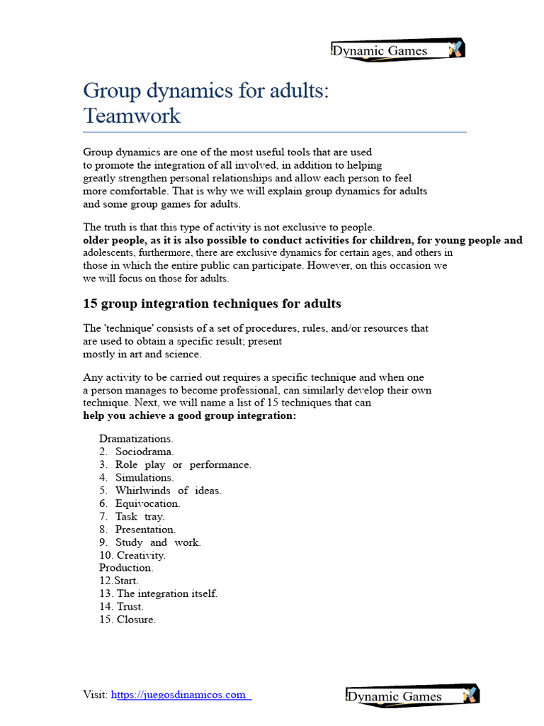 Group dynamics for adults | PDF | Creativity | Truth
