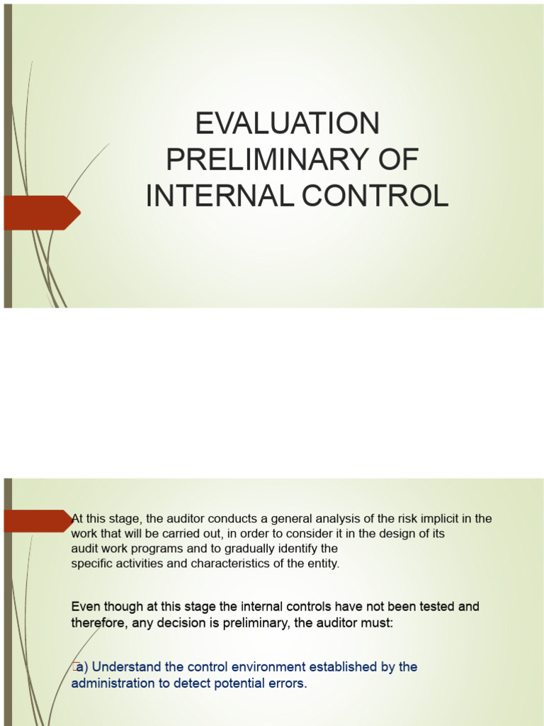 Preliminary Evaluation of Internal Control Expo | PDF | Internal ...