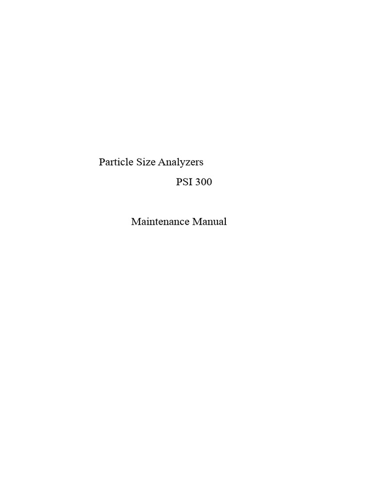 PSI 300 Particle Size Analyzer Manual | PDF | Computer File | Calibration