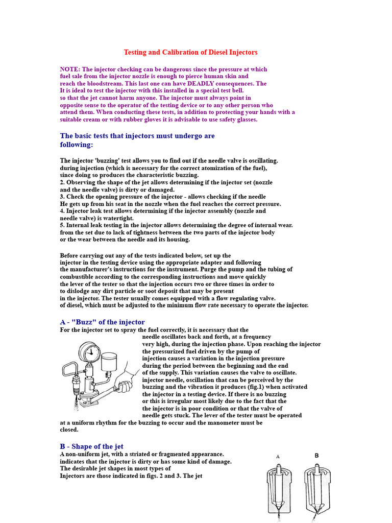 Testing and Calibration of Diesel Injectors | PDF | Fuel Injection ...
