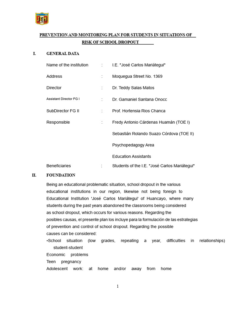 School Dropout Prevention Plan | PDF