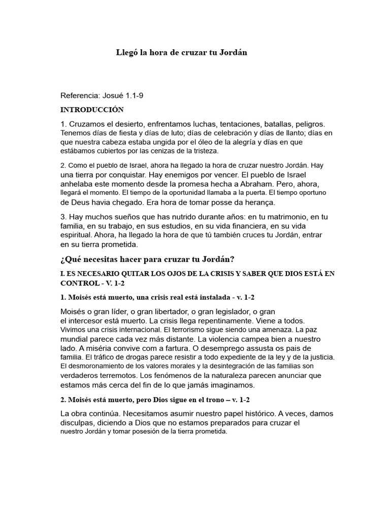 Ha Llegado La Hora de Cruzar Tu Jordán | PDF | Moisés | Dios