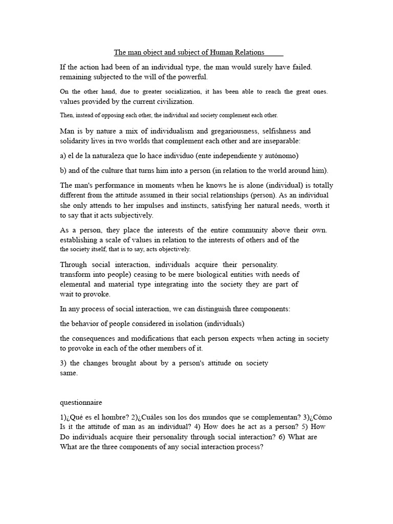 The man object and subject of human relationships.pdf | PDF | Dignity ...