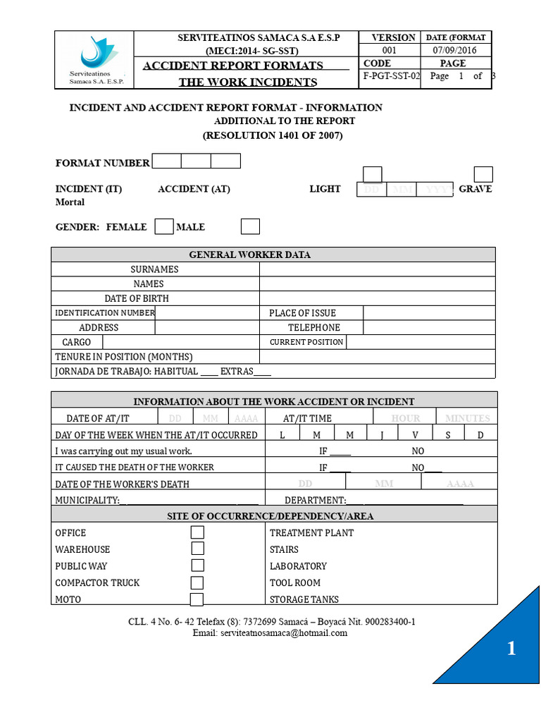F-pgt-sst-02 Incident and Accident Reporting Format | PDF | Safety