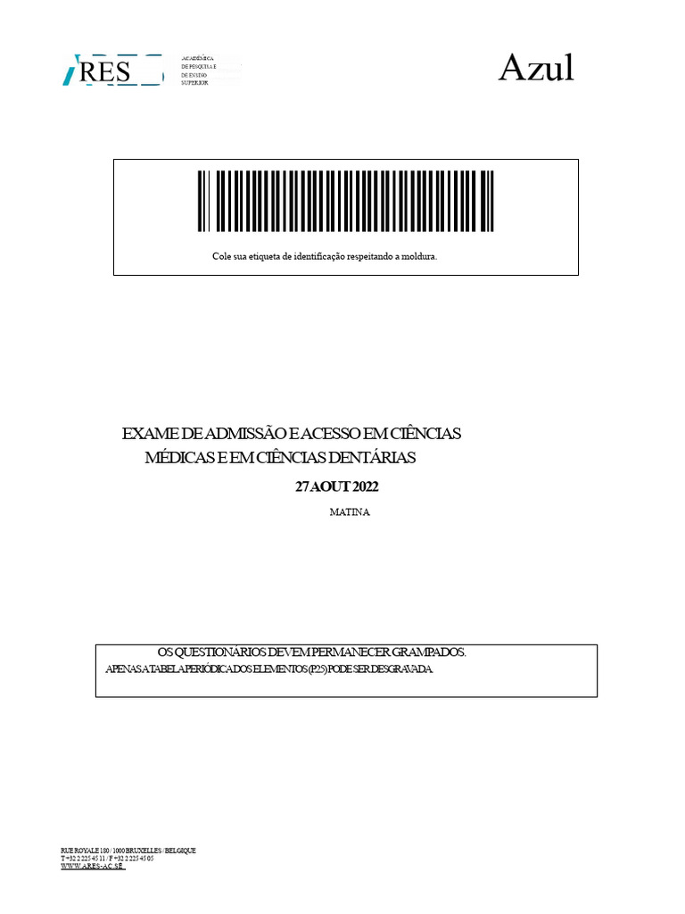 EXMD_2022_prova_2_agosto_AM_azul_sem correção_VF | PDF | Epilepsia