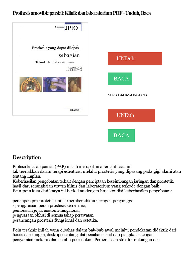 Protesa Lepas Parsial: Klinik & Laboratorium | PDF
