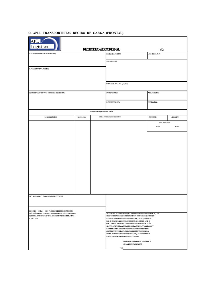 Recibo de Carga APLL para Transportistas | PDF | Daños y perjuicios