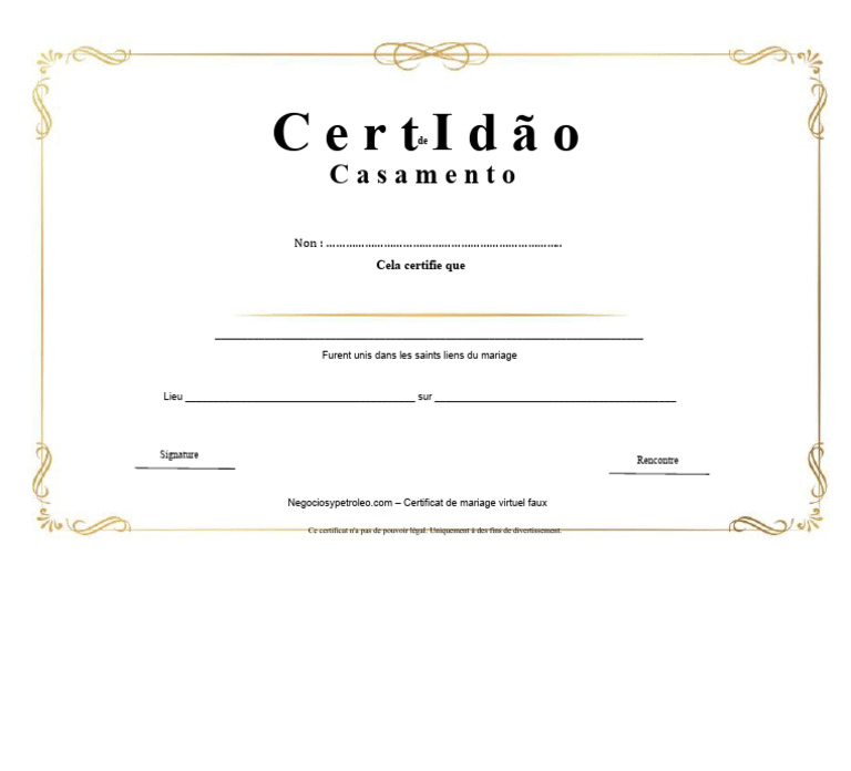 Certificat de mariage virtuel fictif | PDF