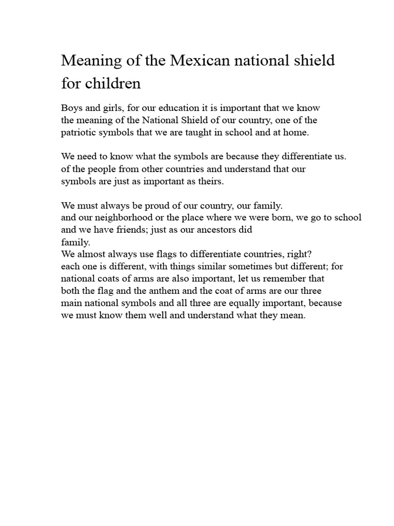 Meaning of Mexico's National Shield for Kids | PDF