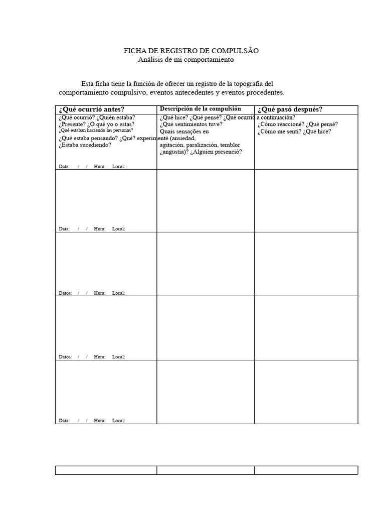 FICHA DE REGISTRO DE COMPULSION ALIMENTARIA | PDF
