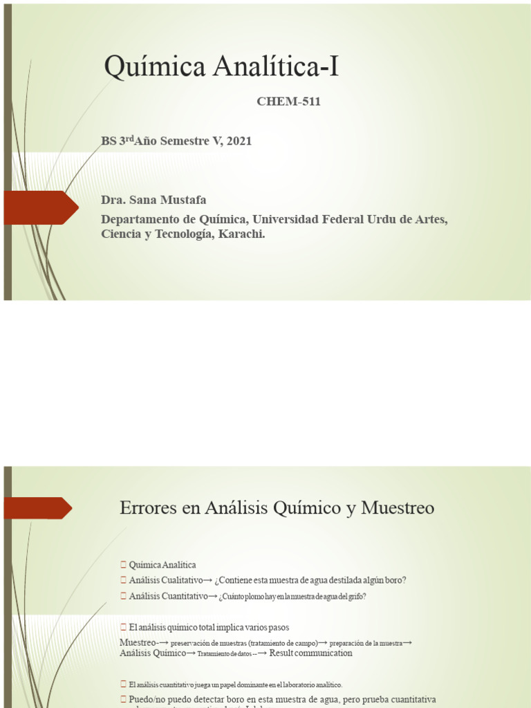Errores en Análisis Químico y Muestreo | PDF | Exactitud y precisión ...