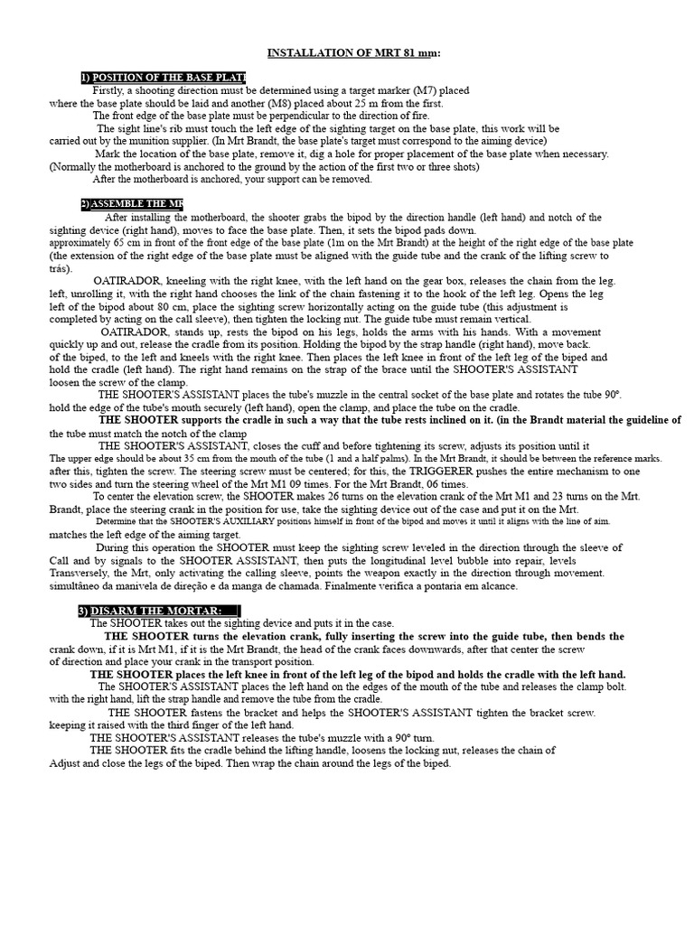 Summary Mrt 81 Mm | PDF | Mortar (Weapon) | Ammunition