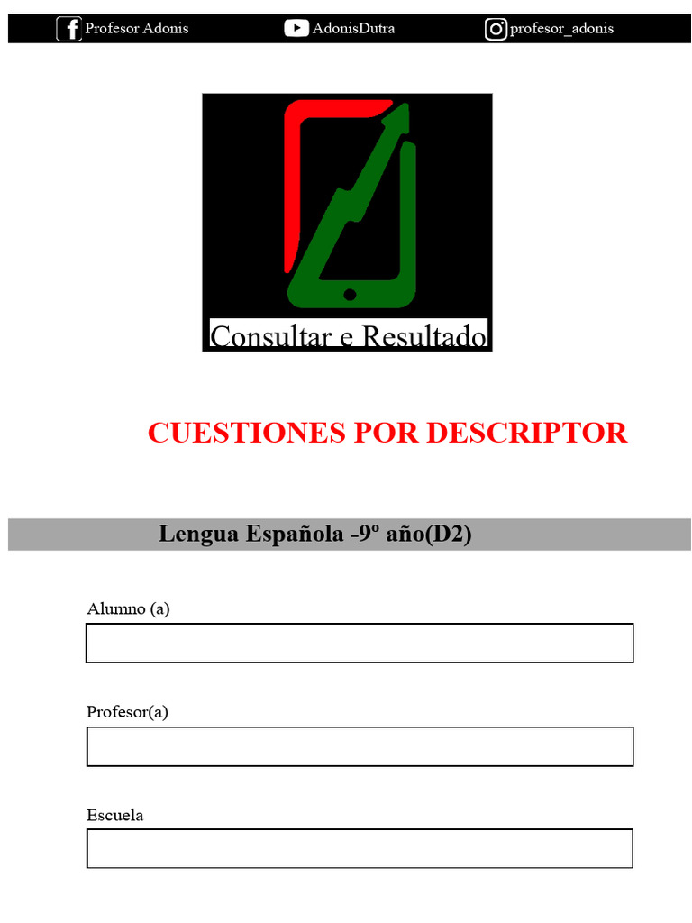 Descriptor 02 - Portugués - 9º año (Profesor Adonis) (1) | PDF | Dormir