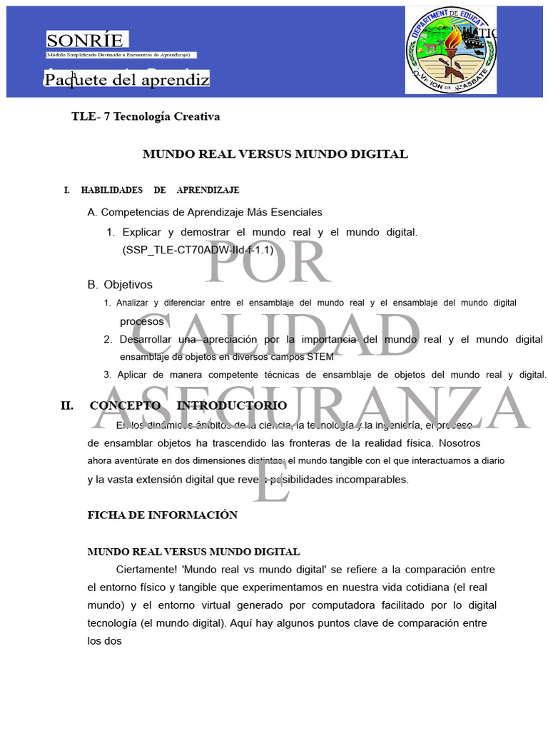 Tecnología Creativa Q3 Lección 1 Semana 6 - CORLET | PDF | Realidad ...