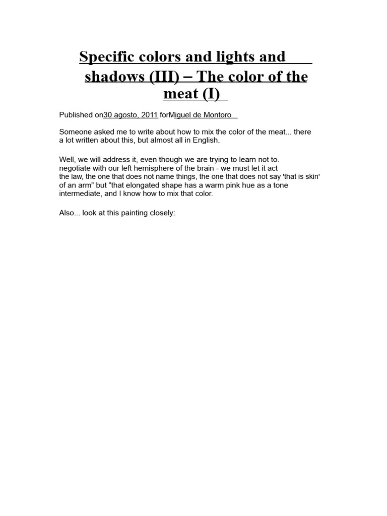 Specific colors and lights and shadows | PDF | Varnish | Paint
