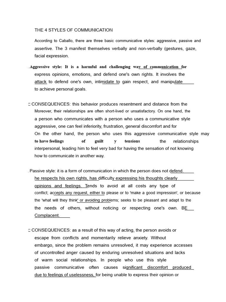 Understanding 4 Communication Styles | PDF | Communication | Feeling