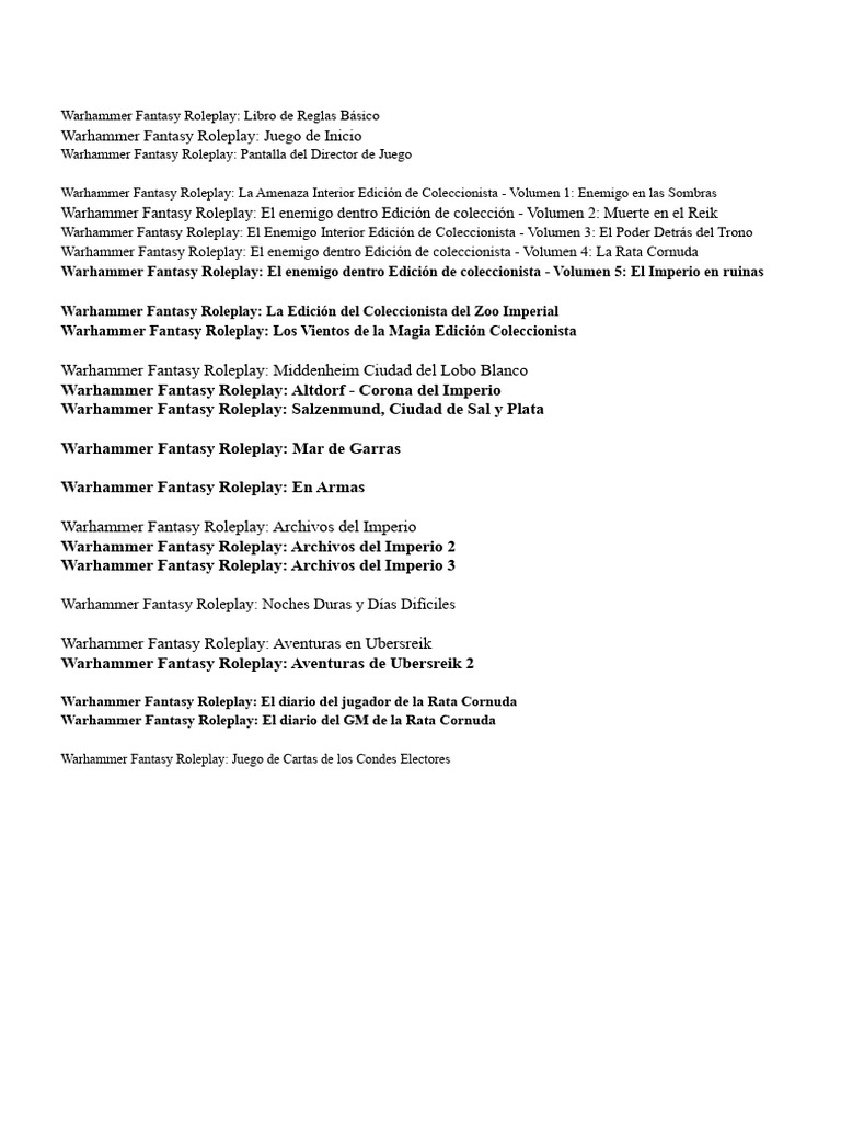 Productos de WFRP 4e | PDF